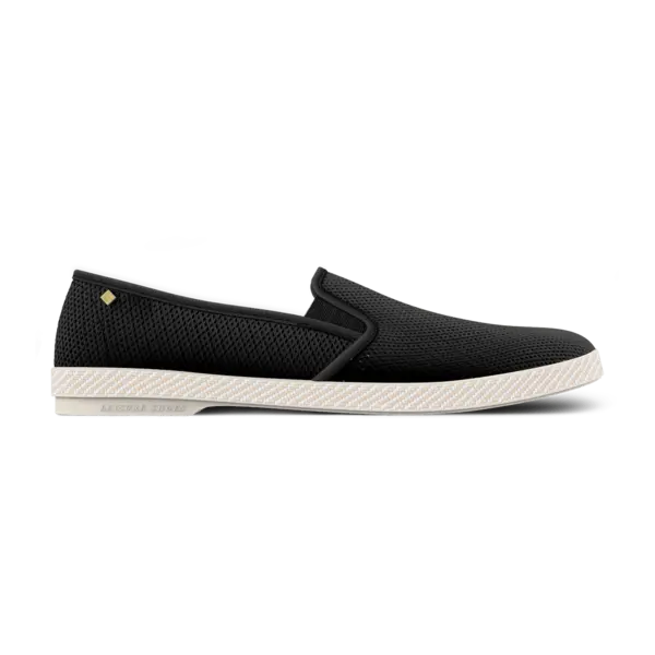 Rivieras Diamond Punched Leatherette Slip-on Loafer - Black