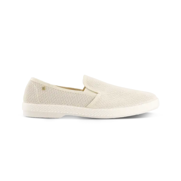 Rivieras Diamond Punched Leatherette Slip-on Loafer - Ecru