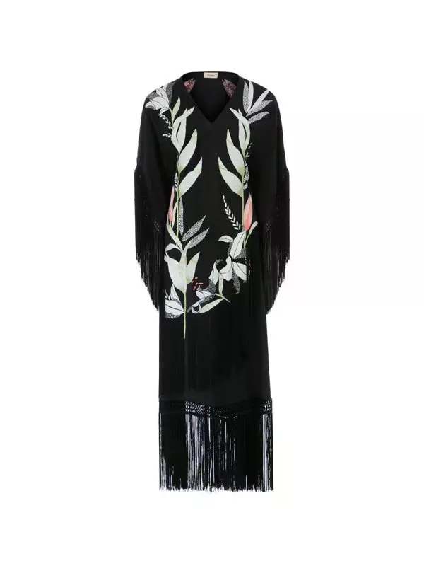 TEMPERLEY LONDON Madeline Fringed Midi Dress - Black