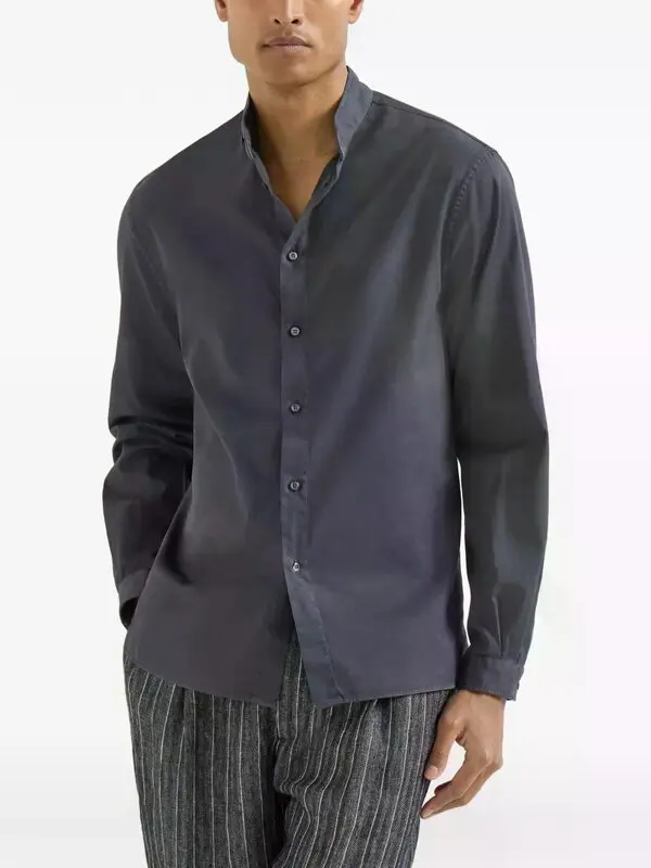 Brunello Cucinelli Mandarin-collar Garment-dyed Shirt