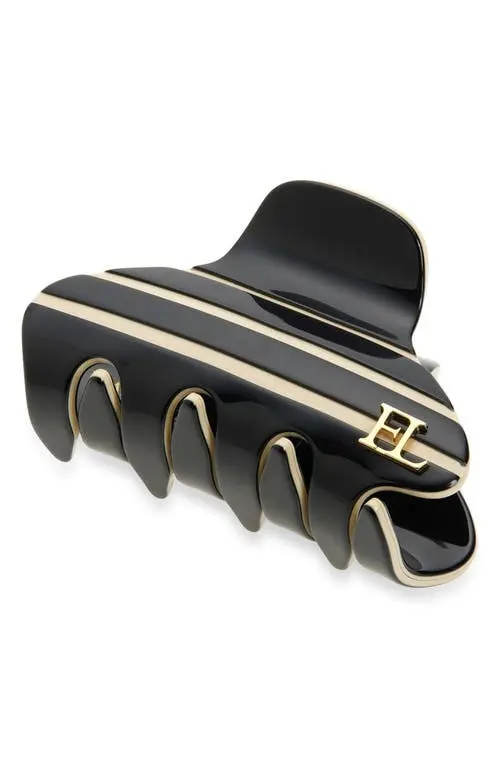France Luxe Stripe Jaw Clip - Black/ivory