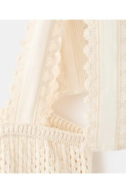 Mango Amelie Tie Shoulder Crochet Peplum Top
