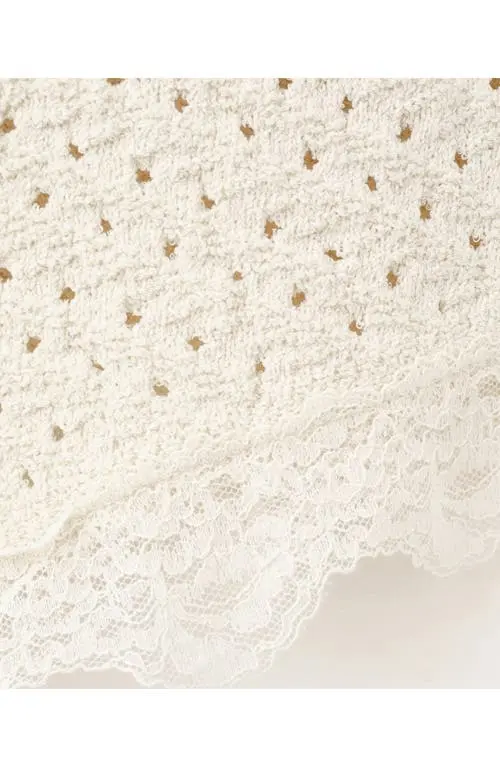 Mango Lace Trim Pointelle Sleeveless Sweater