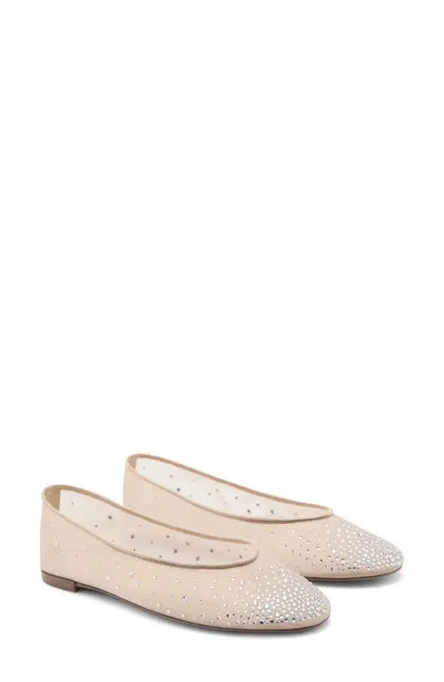 Mango Rhinestone Mesh Ballet Flats