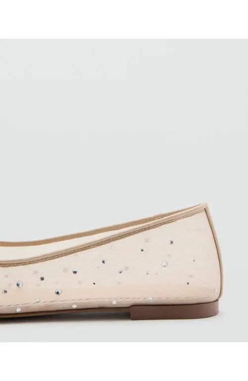 Mango Rhinestone Mesh Ballet Flats