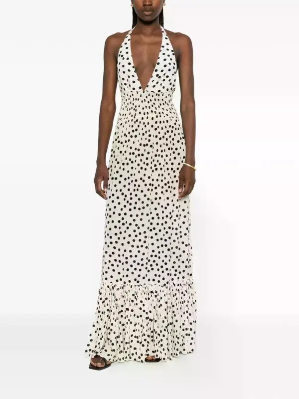 LESLIE AMON Ari Polka-dot Maxi Dress