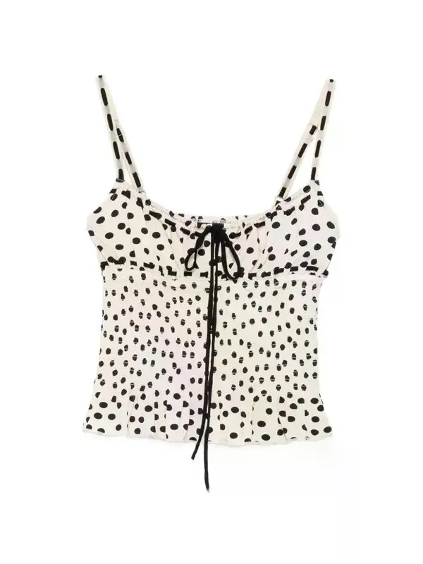 LESLIE AMON Polka-dot Shirred Top