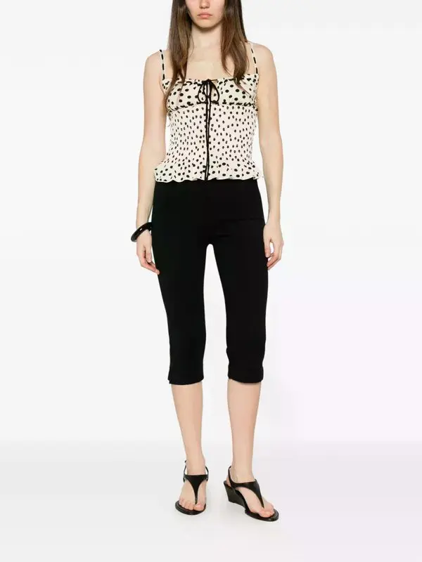 LESLIE AMON Polka-dot Shirred Top