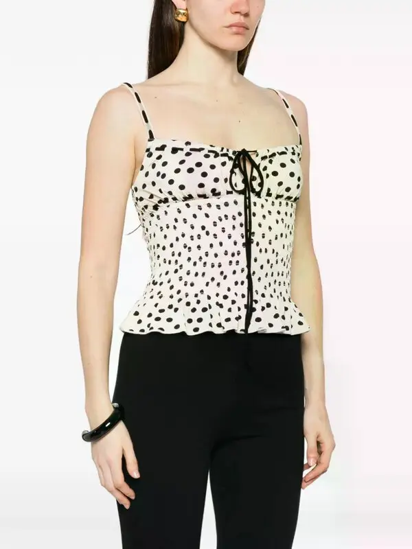 LESLIE AMON Polka-dot Shirred Top