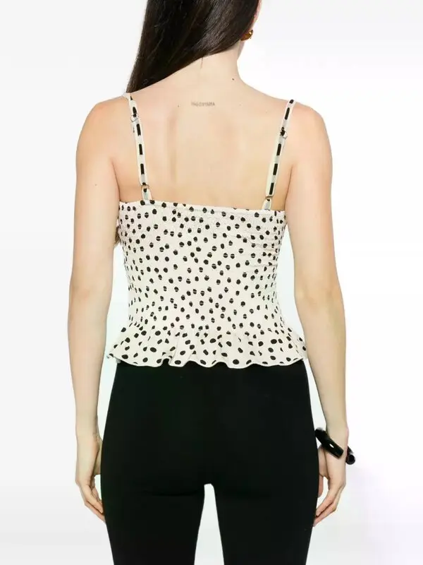 LESLIE AMON Polka-dot Shirred Top