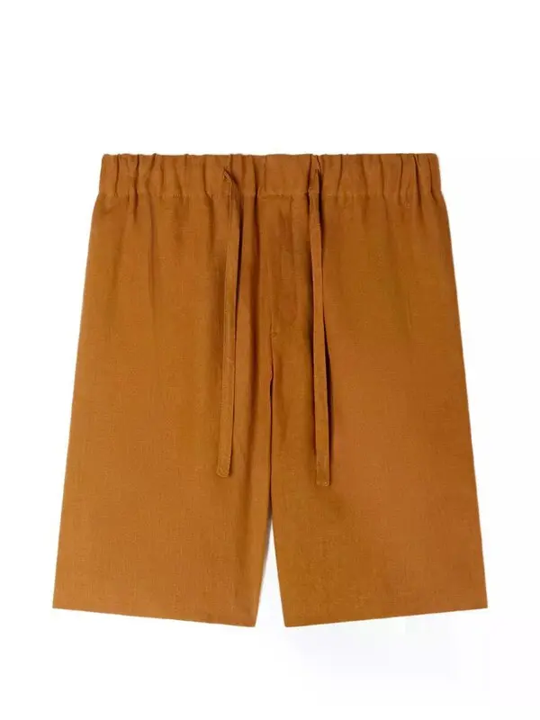 Sandro Elastic Waist Linen Shorts - Brown