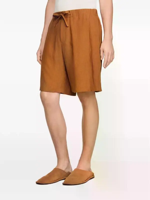 Sandro Elastic Waist Linen Shorts - Brown