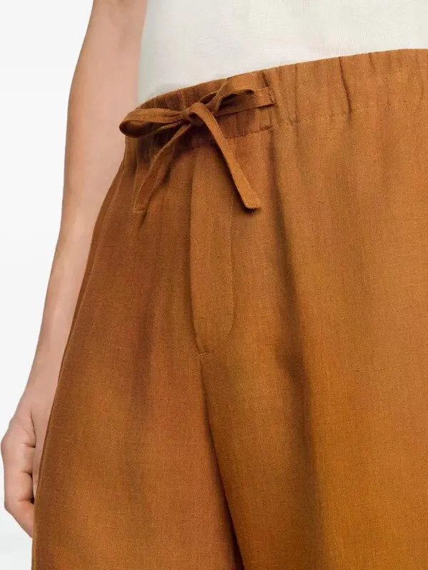Sandro Elastic Waist Linen Shorts - Brown