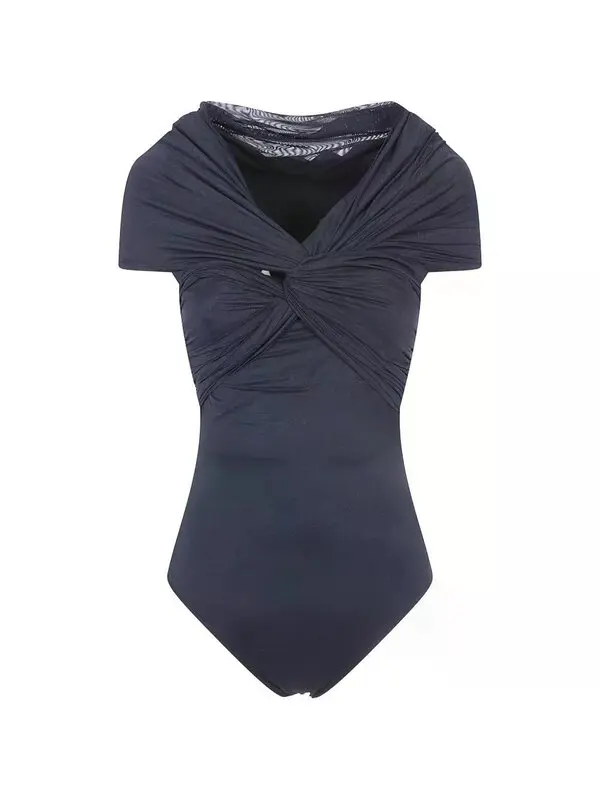 GENTRYPORTOFINO Twisted Draped Swimsuit - Black