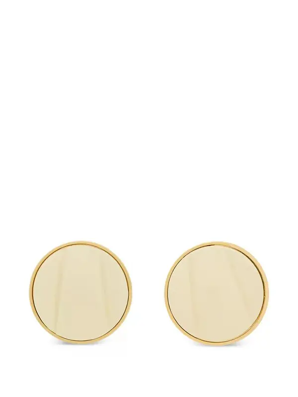 Chloé Leather-inlay Round Earrings - Gold