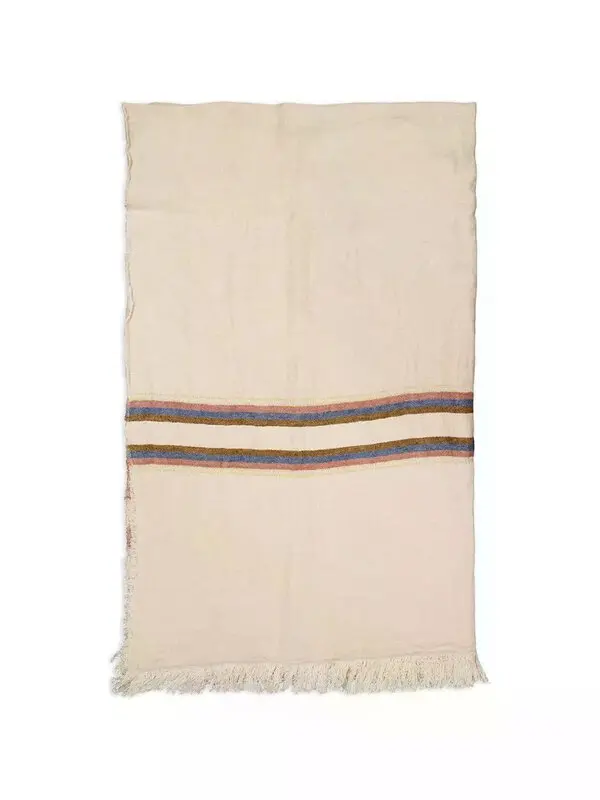 LIBECO Fouta Harlan Stripe Fringed Towel - Neutrals