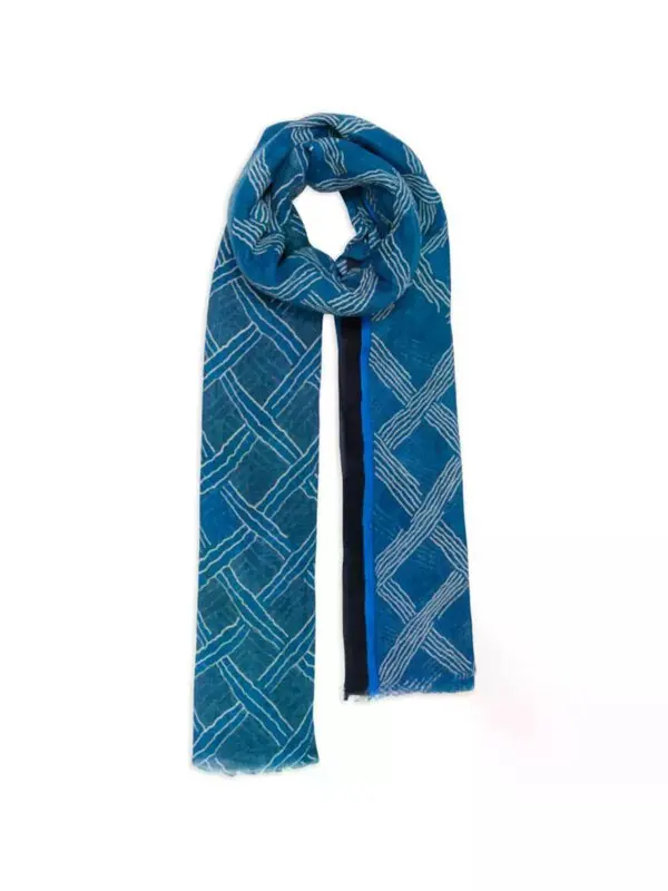 LOVAT & GREEN Horizon Geometric-print Scarf - Blue