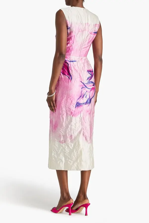 Erdem Printed Satin-twill Midi Dress
