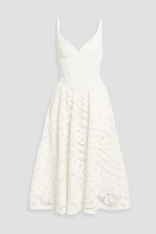 PatBO Rhythmic Cotton Crocheted Lace Midi Dress