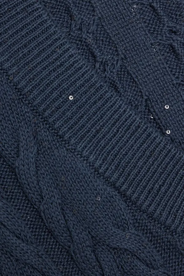 Brunello Cucinelli Sequin-embellished Cable-knit Cotton-blend Sweater