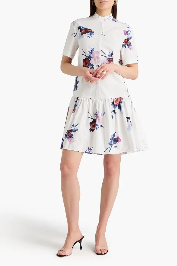 Erdem Floral-print Cotton-poplin Mini Dress