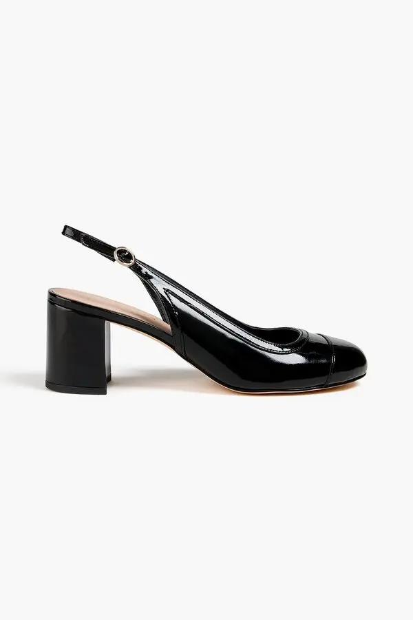 STUART WEITZMAN Celina 60 Patent-leather Slingback Pumps - Black