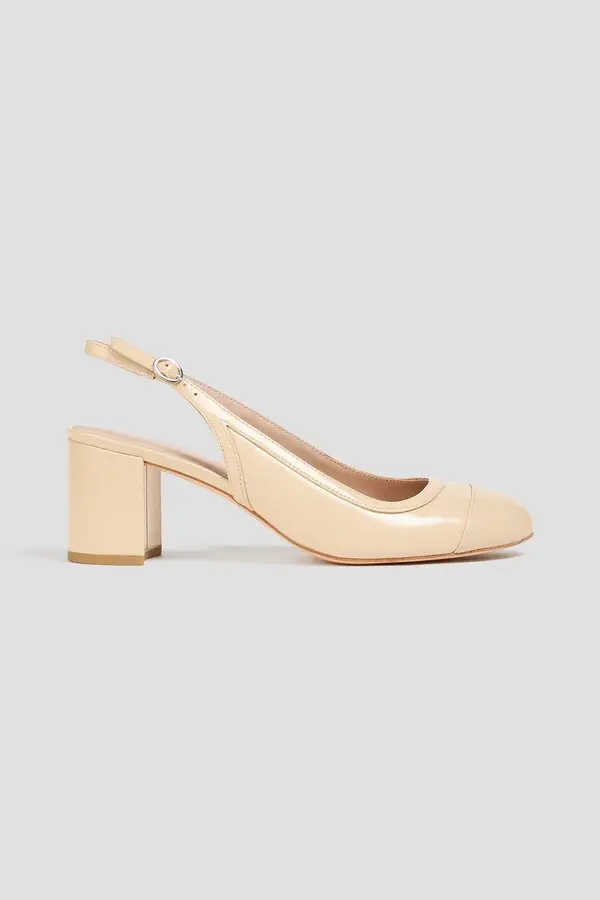 STUART WEITZMAN Celina 60 Patent-leather Slingback Pumps - Cream