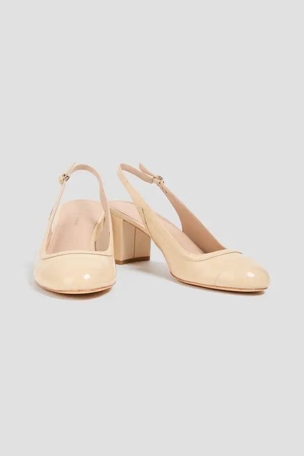 STUART WEITZMAN Celina 60 Patent-leather Slingback Pumps - Cream