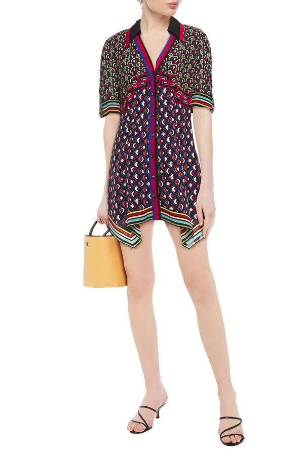 Alice + Olivia Printed Crepe De Chine Mini Dress