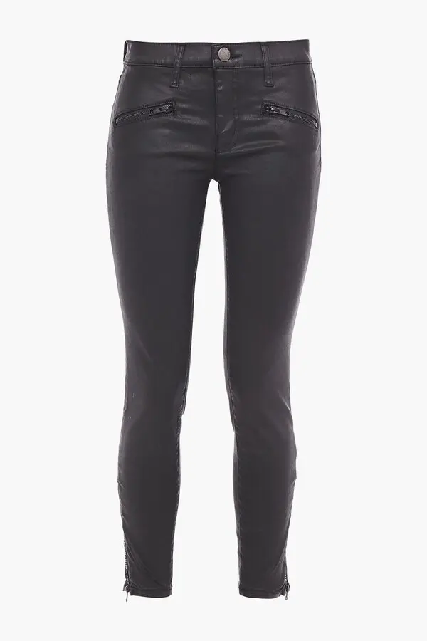 Current/Elliott Coated Mid-rise Skinny Jeans