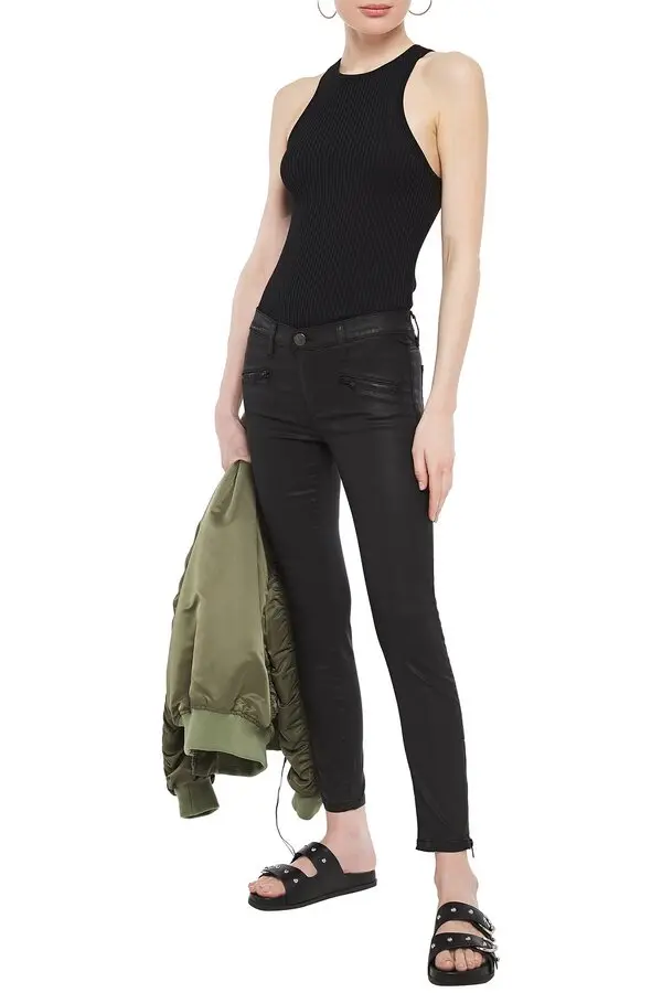Current/Elliott Coated Mid-rise Skinny Jeans