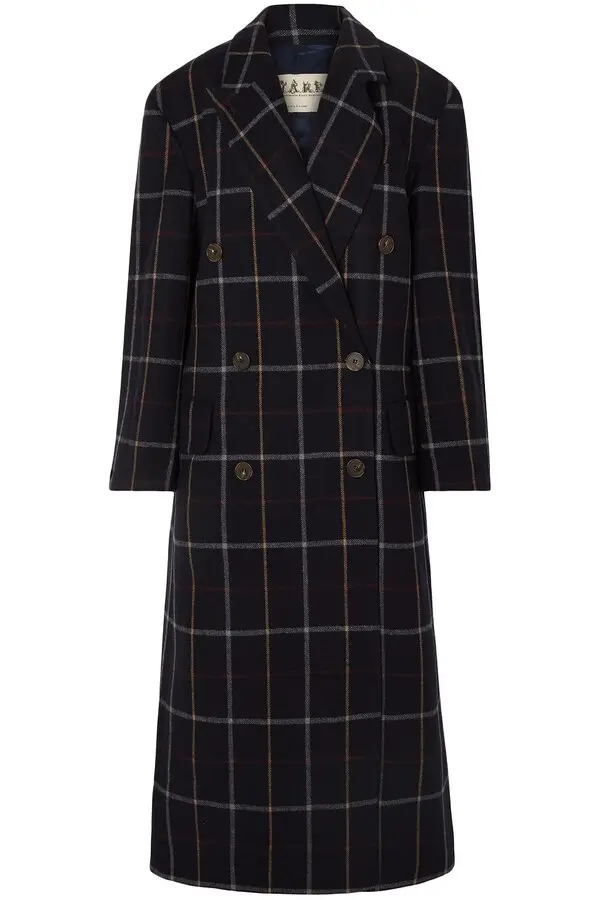 A.W.A.K.E. Mode Double-breasted Checked Wool-blend Coat