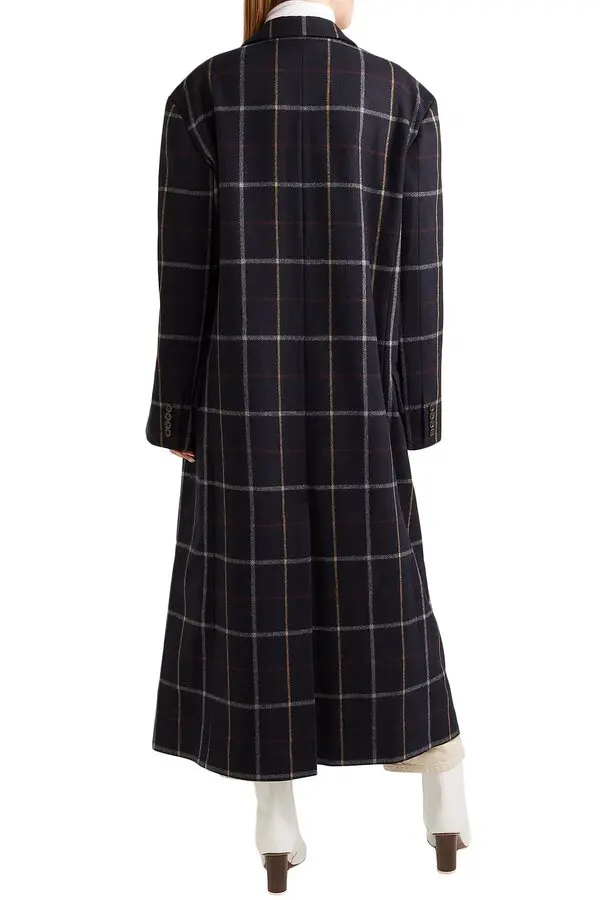 A.W.A.K.E. Mode Double-breasted Checked Wool-blend Coat