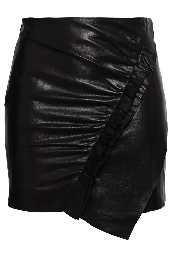 IRO PARIS Ruched Leather Mini Skirt