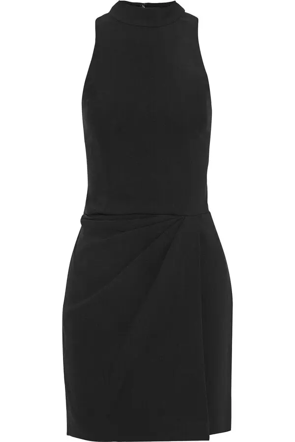 Halston Pleated Crepe Mini Dress
