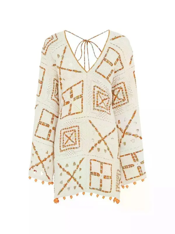 ALEMAIS Marva Crochet Mini Dress - Neutrals