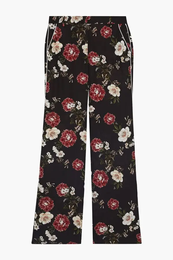 NICHOLAS Floral-print Silk Crepe De Chine Wide-leg Pants - Black