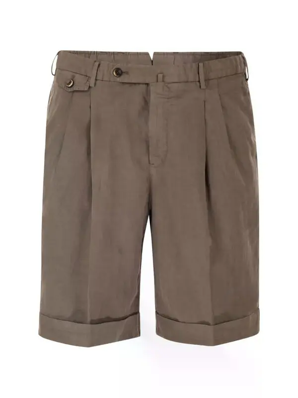 PT TORINO Pleated-front Turn-up Shorts - Brown