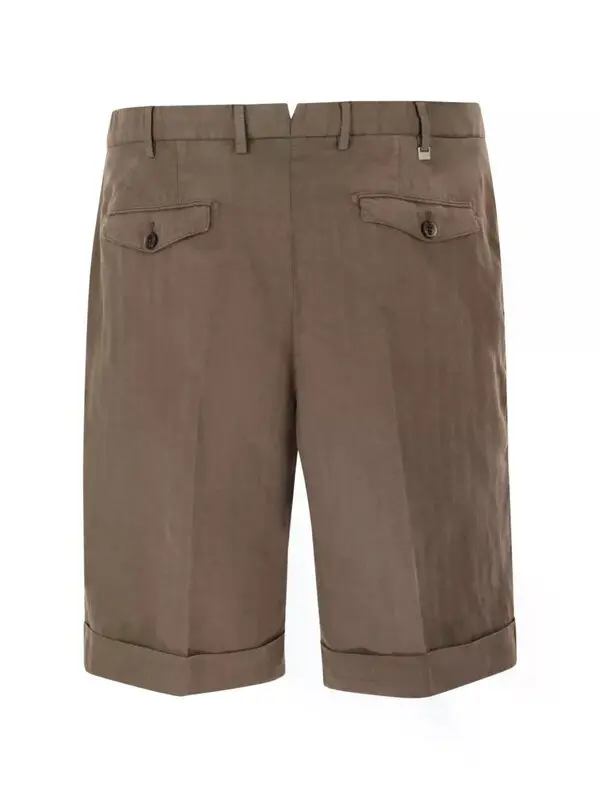 PT TORINO Pleated-front Turn-up Shorts - Brown