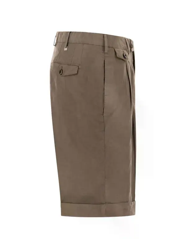 PT TORINO Pleated-front Turn-up Shorts - Brown