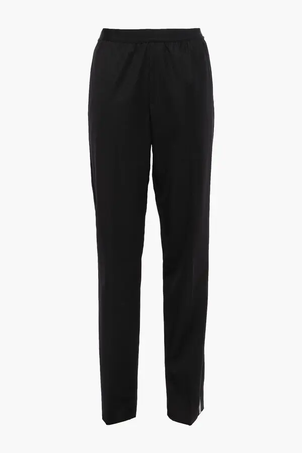 Helmut Lang Satin-trimmed Wool-twill Tapered Pants