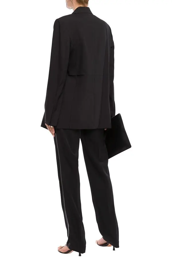 Helmut Lang Satin-trimmed Wool-twill Tapered Pants