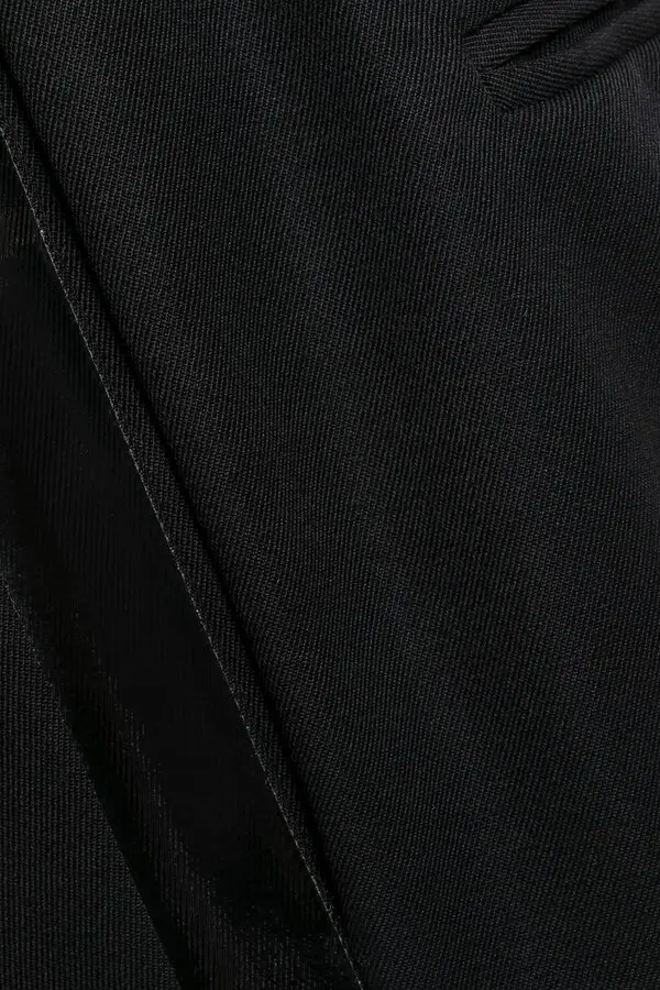 Helmut Lang Satin-trimmed Wool-twill Tapered Pants