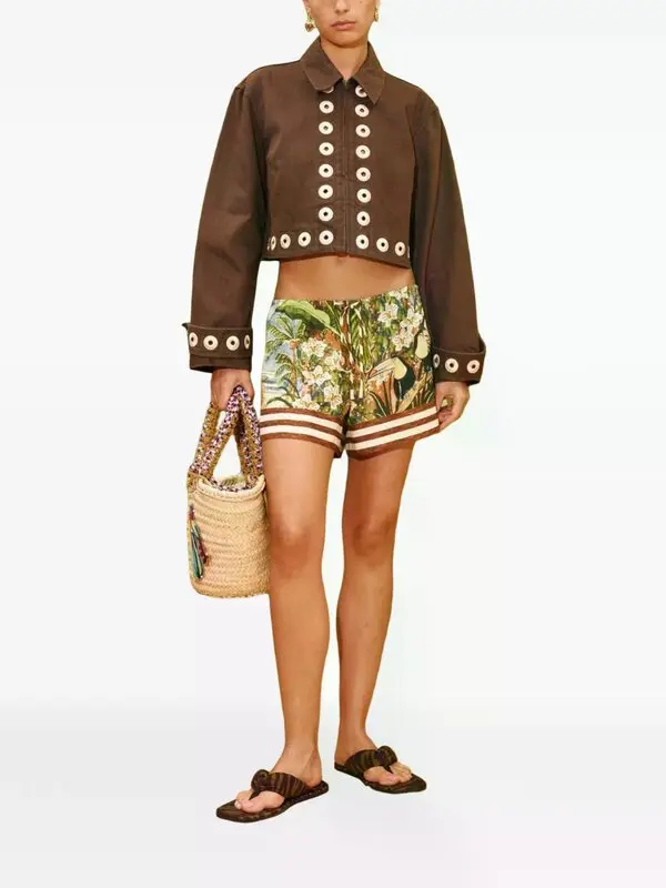 ALEMAIS Alemas Eyelet-embellished Cropped Jacket