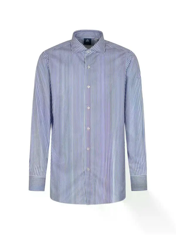 FINAMORE 1925 Striped Long-sleeve Shirt - Blue