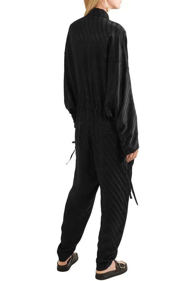 LEE MATHEWS Tamara Tie-detailed Satin-jacquard Jumpsuit