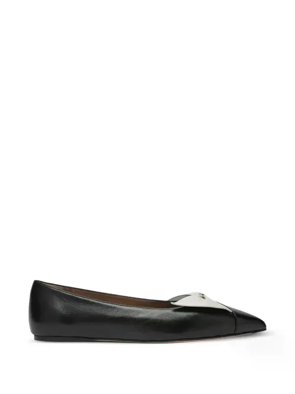 FERRAGAMO Bow-detail Pointed-toe Ballet Flats - Black