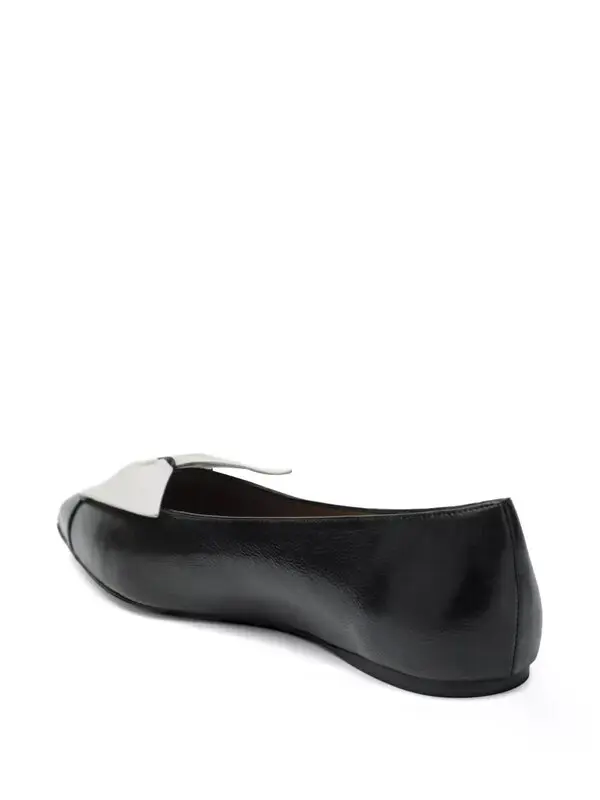 FERRAGAMO Bow-detail Pointed-toe Ballet Flats - Black