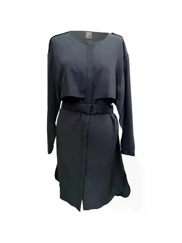 Iris & Ink Belted Long-sleeve Silk Dress