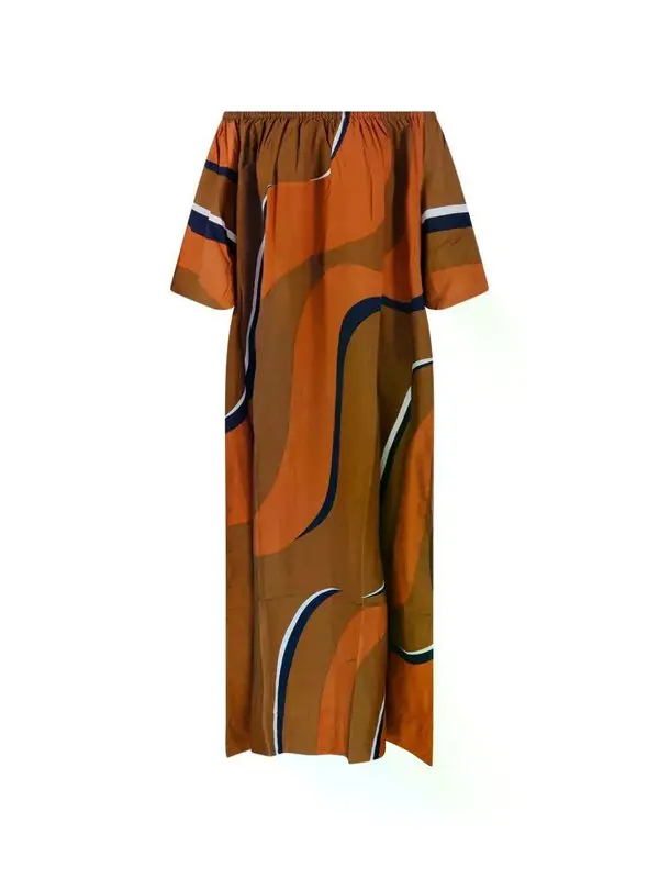 MAPOÉSIE Palao Madone Printed Off-shoulder Dress - Brown